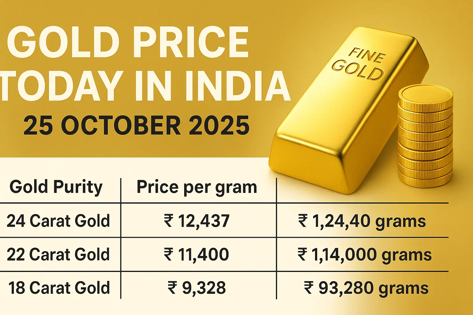 Gold Price Today in India (25 October 2025)